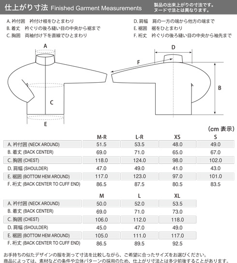 モンベル ｜ オンラインストア ｜ サイズについて